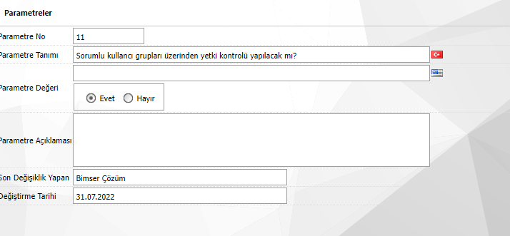 Risk Ana Form Üzerinde Yetkilendirme Hakkında | Bimser